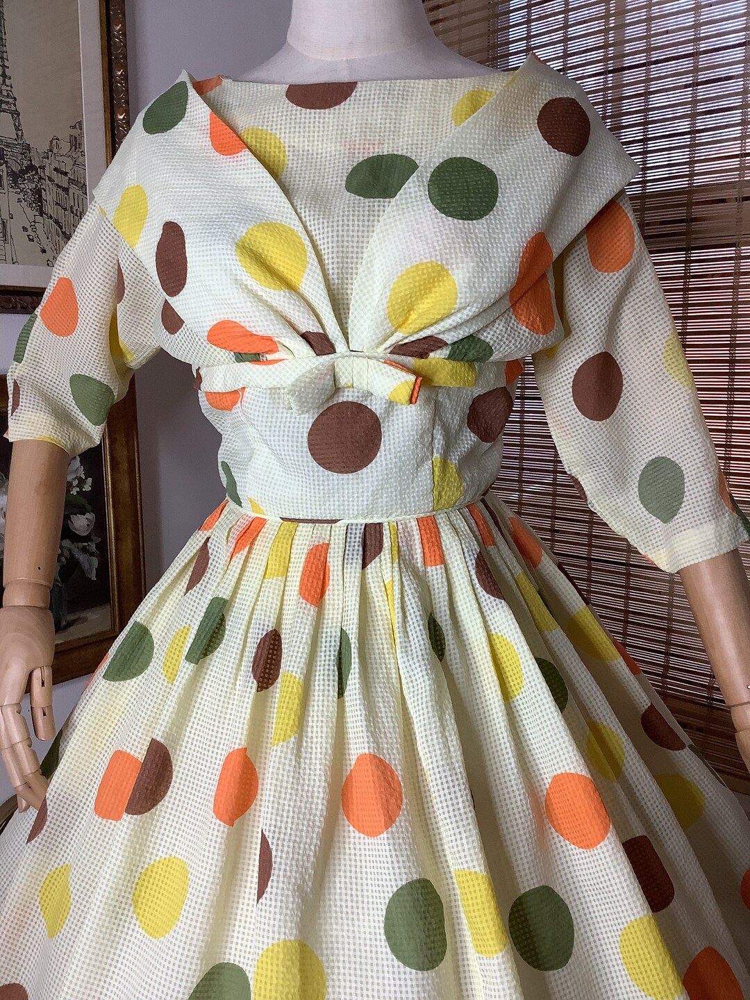 Vintage 1950s Polka Dotted Party Dress, Small-medium - Etsy