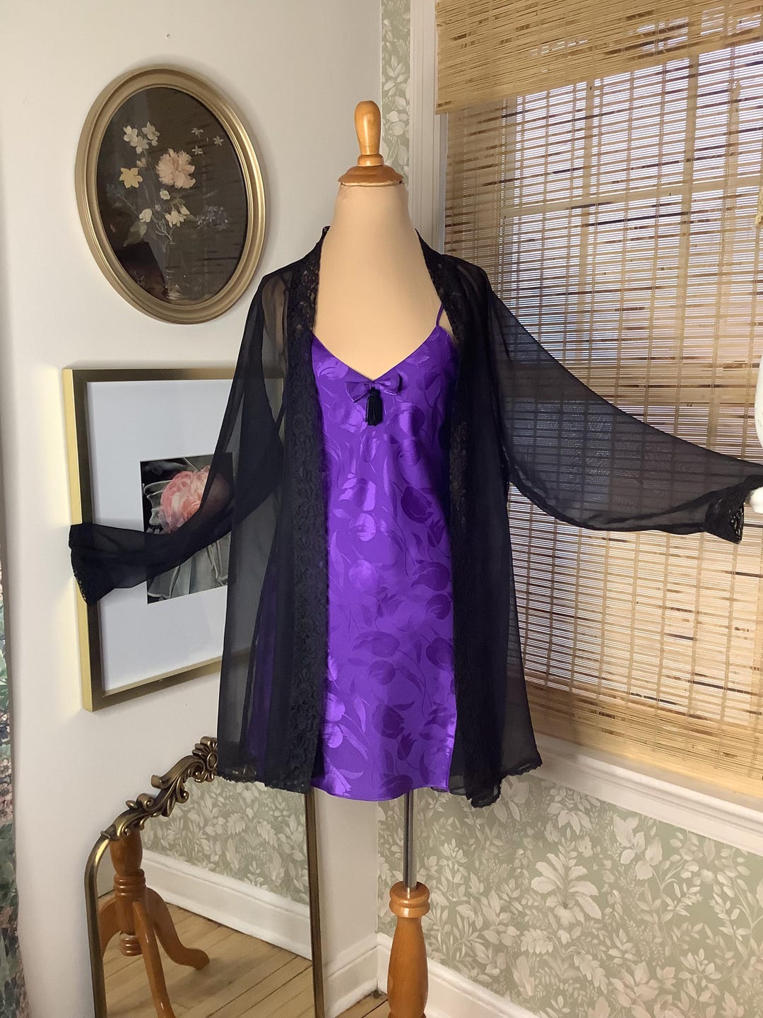 Vintage Late 80s Victorias Secret Gold Label Robe and Chemise Set ...
