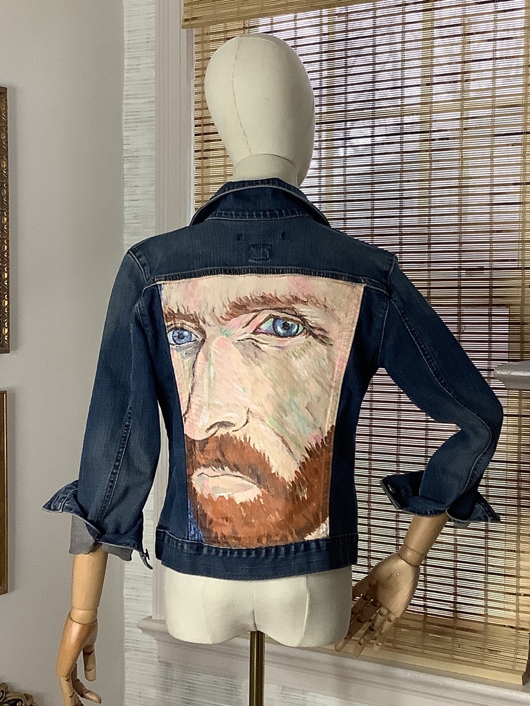 Hand Painted Van Gogh Denim Jacket Embellished and Hand Painted Jacket ...