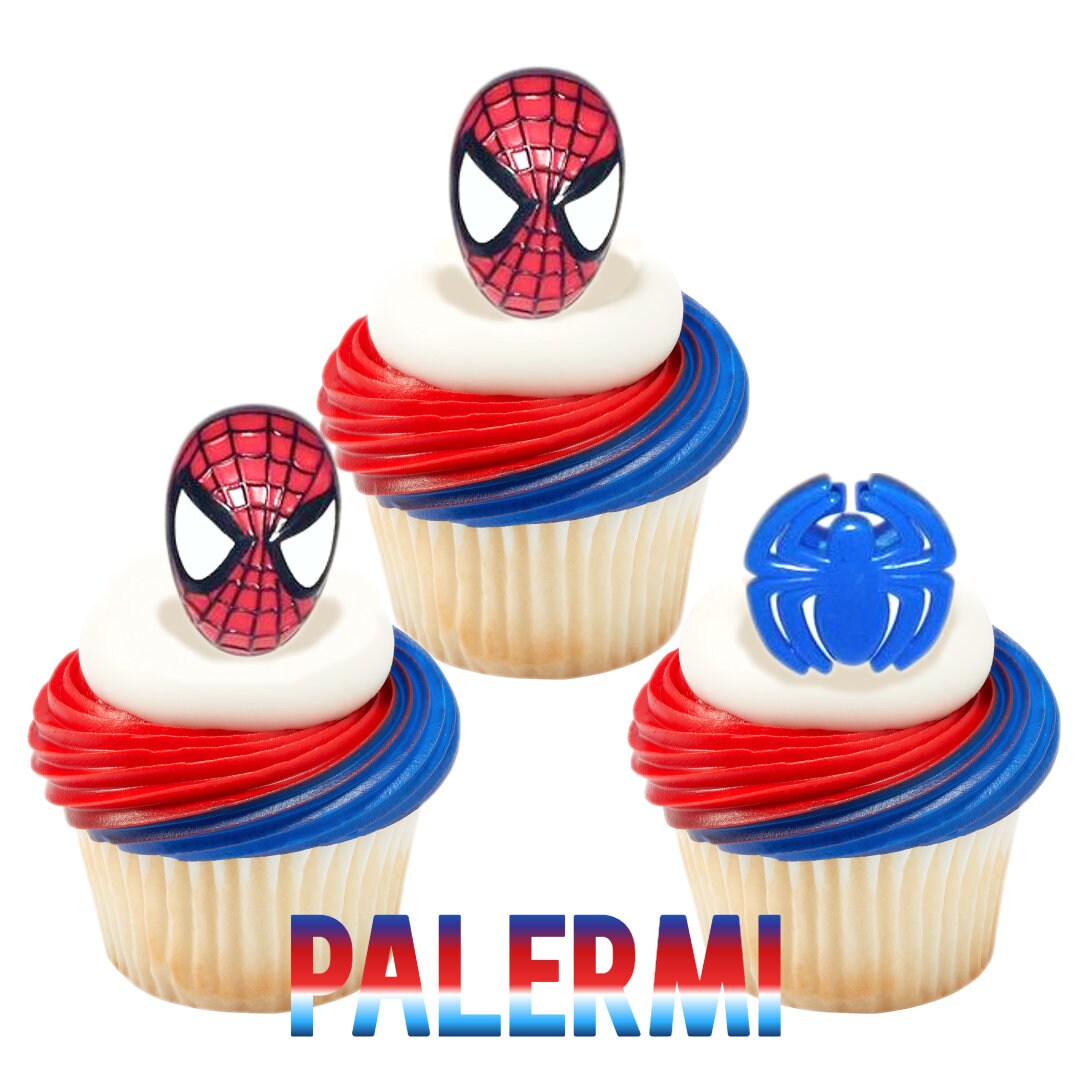 Spider-man Cupcake Topper Spider-man Cupcake Ring Topper - Etsy