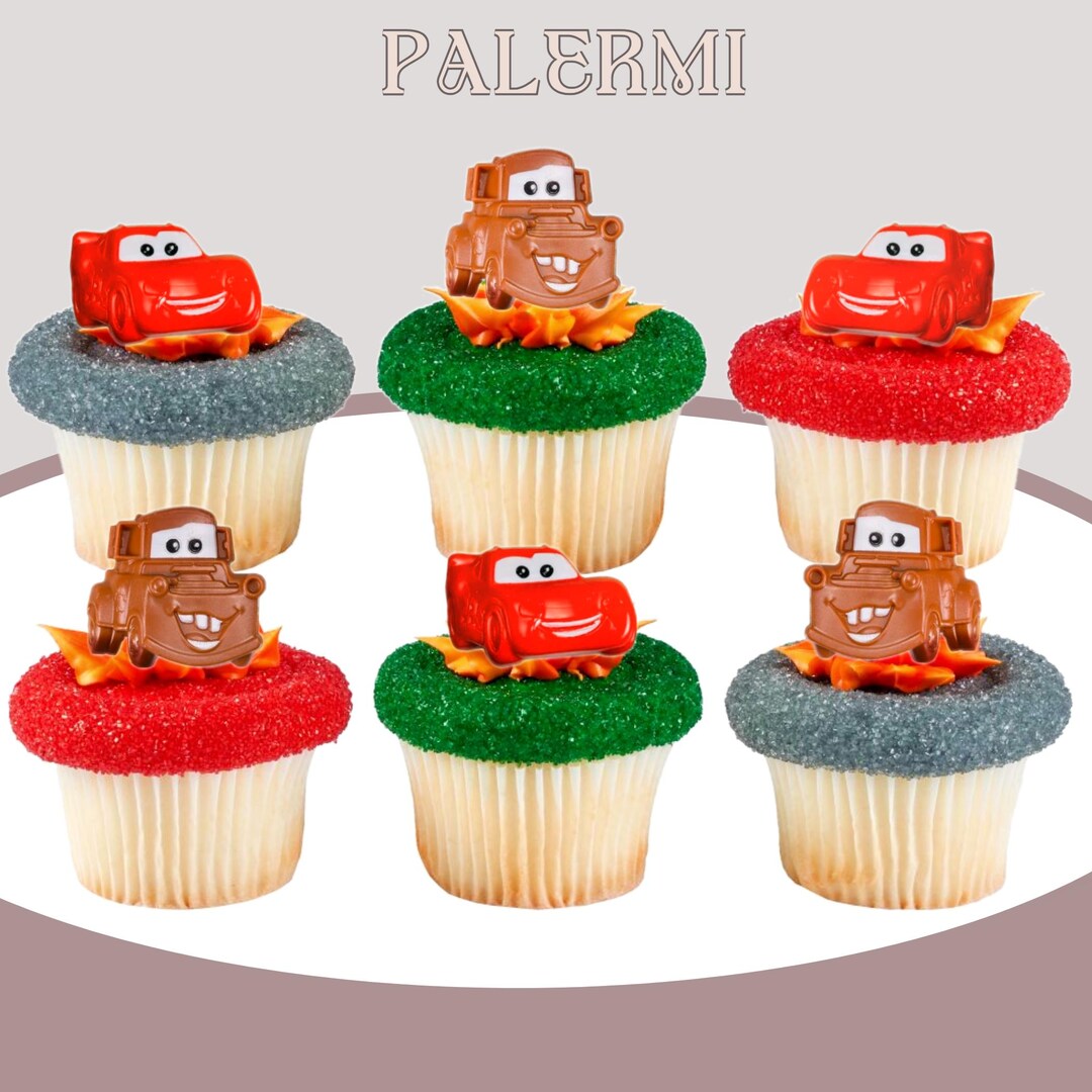 Disney Cars Cupcake Toppers, Lightning Mcqueen Cupcake Ring Toppers ...