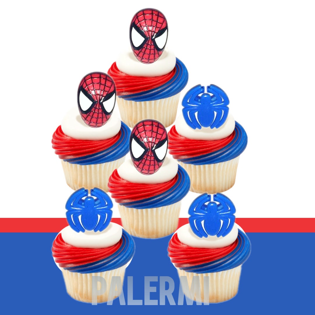 Spider-man Cupcake Topper Spider-man Cupcake Ring Topper - Etsy