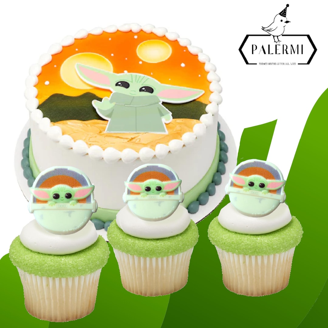 The Mandalorian Baby Yoda Cake Topper + Cupcake Toppers, Grogu Baby ...