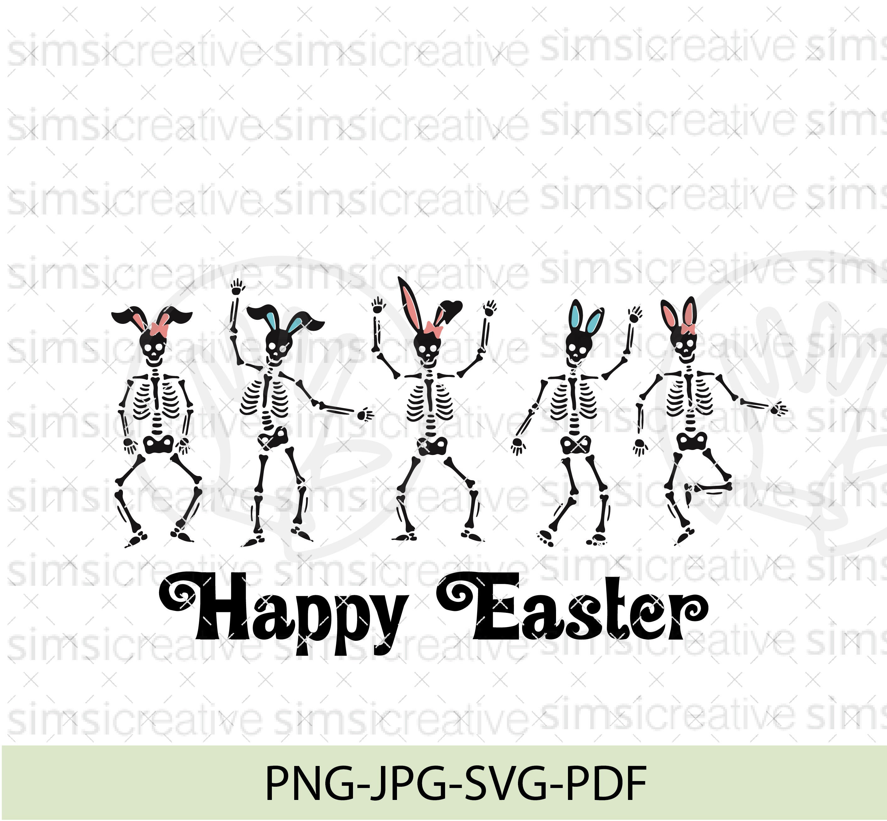 Easter Skeleton SVG PNG, Dancing Easter Day Skeletons, Easter Day PNG ...