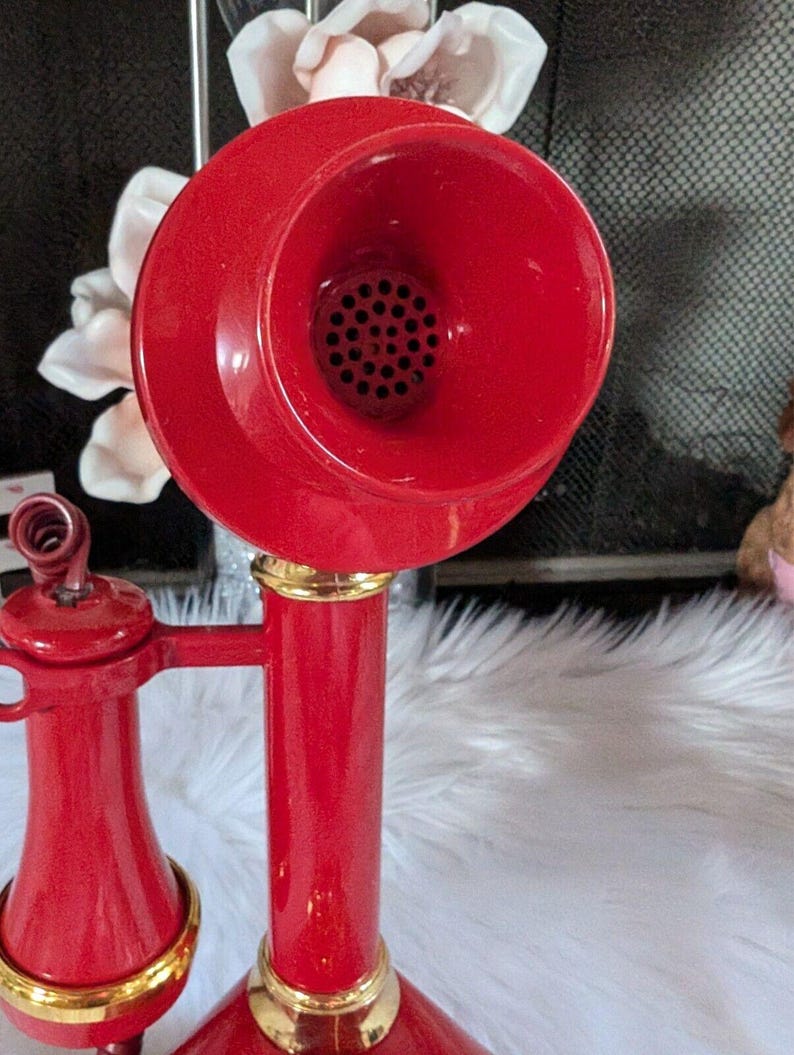 1970's Candlestick Telephone: Rotary Dial Reproduction Retro Phone ...