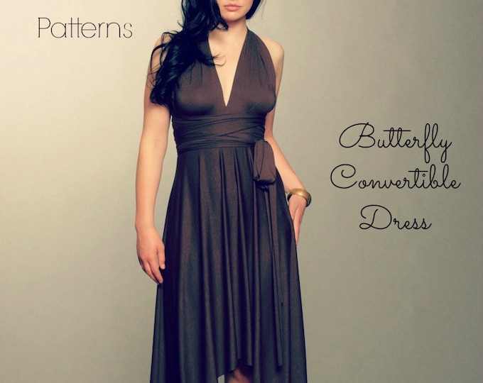 PDF Sewing Pattern Convertible Dress Butterfly Hem Size Xs-xl ...