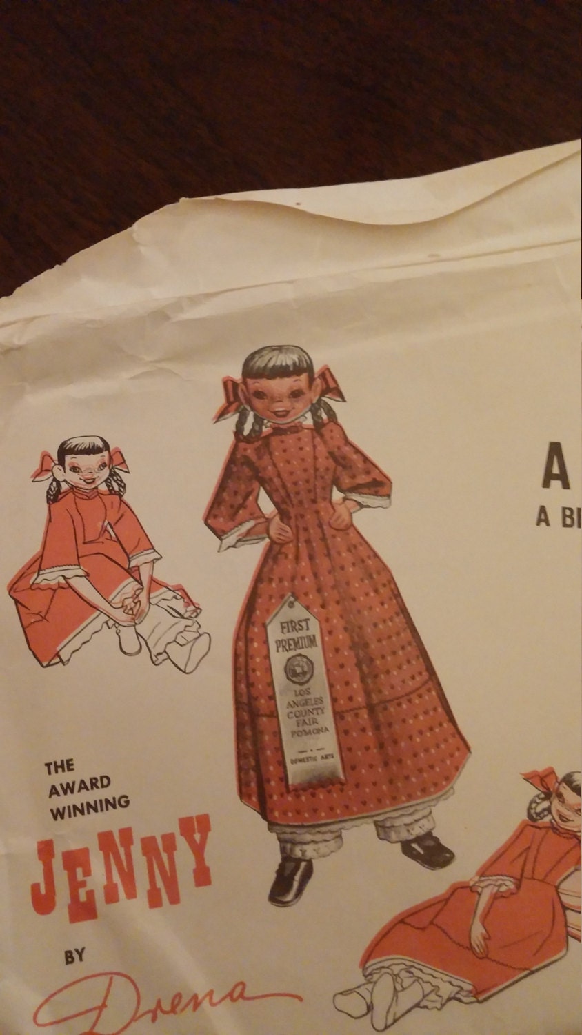 Jenny Doll Pattern by Drena Dotson Vintage Pattern 1961, Vintage 1960s ...