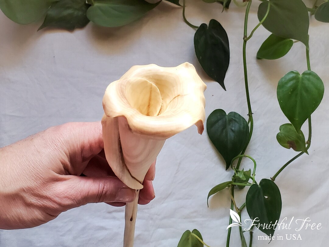 Hand Carved Wooden Calla Lily All Natural 6 Year Anniversary Handmade ...