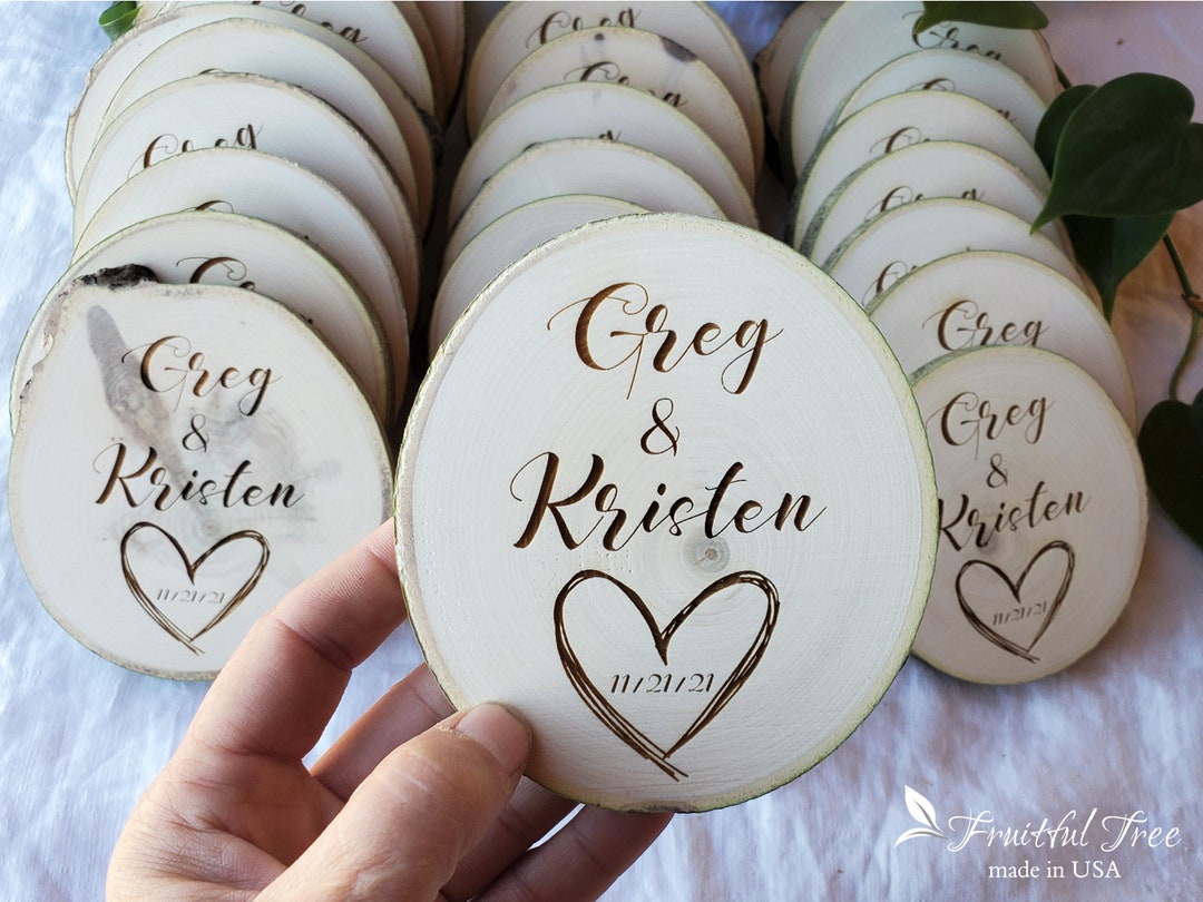 Heart Wedding Favors Reception Gifts for Guests Engraved Wooden ...