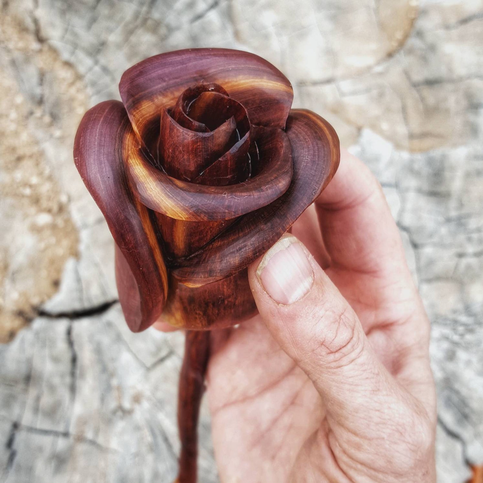 Hand Carved Wooden Rose 5 Year Anniversary Gift Wooden - Etsy