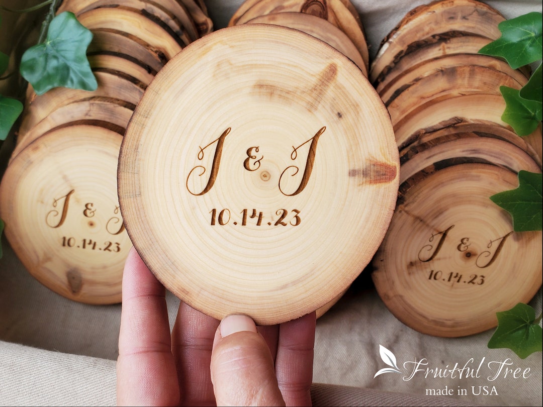 Personalized Monogram Coasters Bride & Groom Initials Engraved Wedding ...