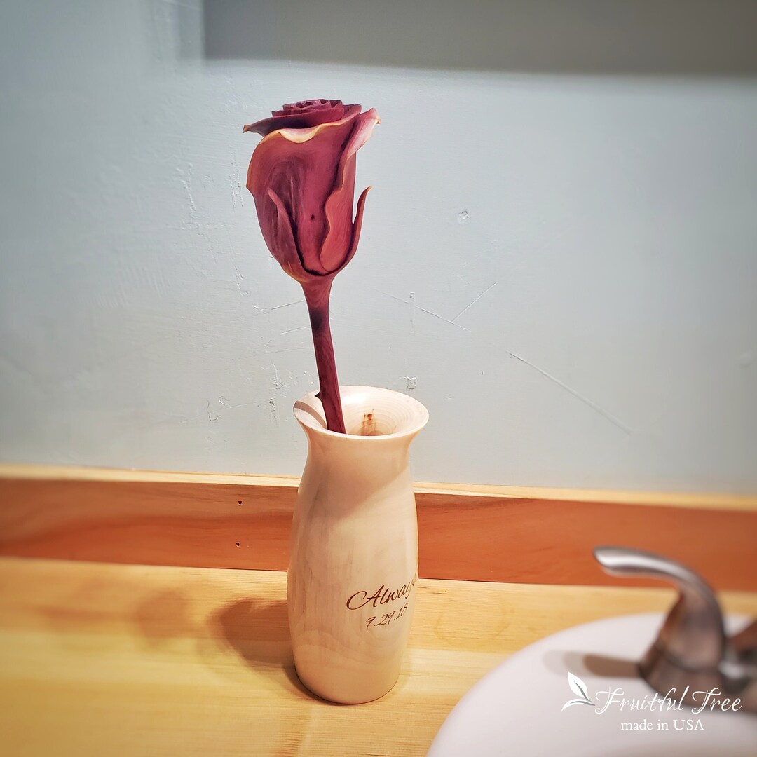 Small Custom Engraved Wooden Vase Personalized Dried Flower Vase Hand ...