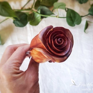 Handmade Wooden Detailed Rose With Petals Hand Carved Cedar Wood Flower ...