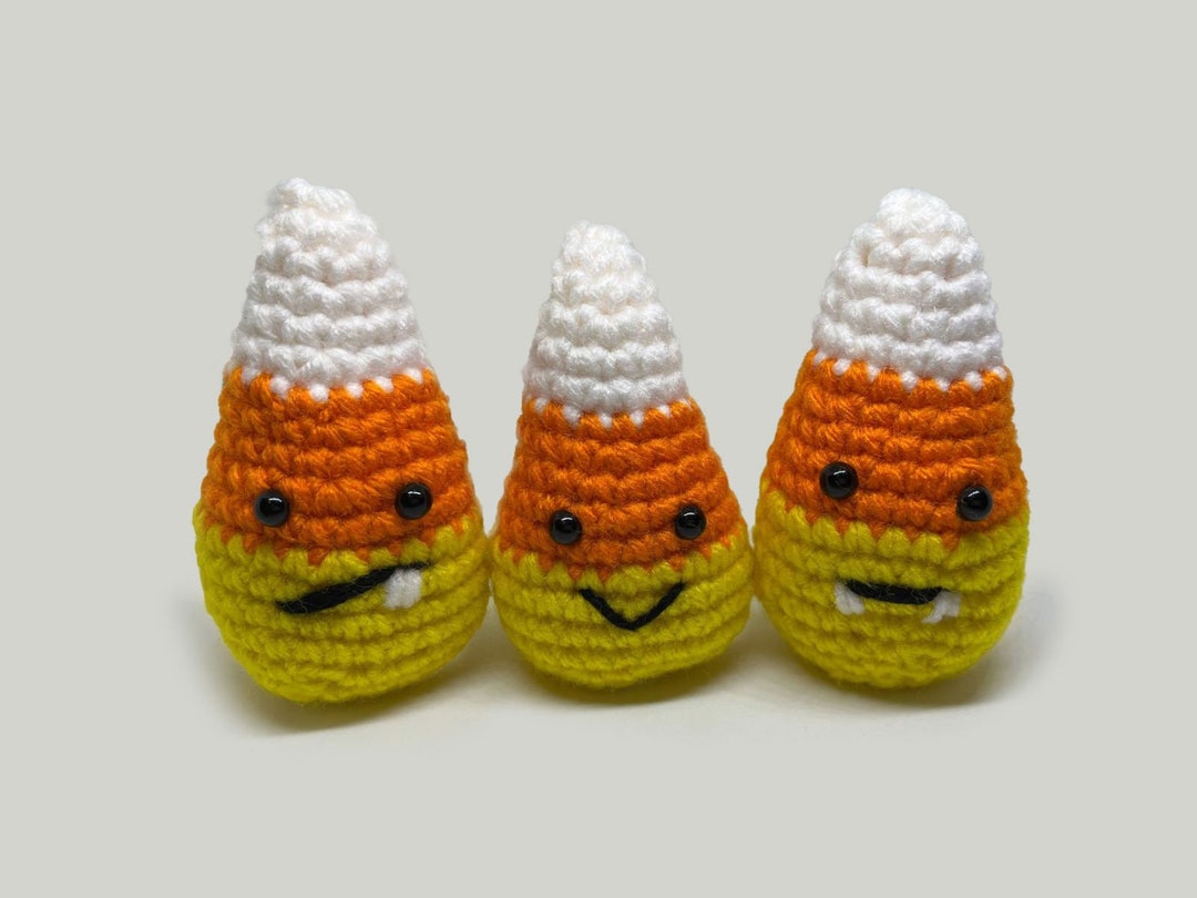 Set of 3 Handmade Candy Corn Crochet Plushies Amigurumi Halloween ...
