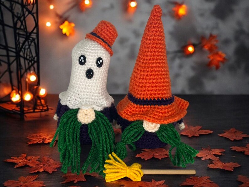 Witch and Ghost Gnomes Set of 2 Halloween Plushie Gnomes Handmade ...