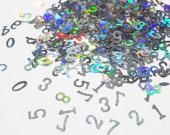 Holographic Black Numbers Digits Glitter 5mm Numerals Mix | Etsy