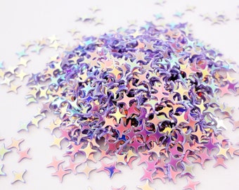 Iridescent High Sparkle Four Point Stars Shape Glitter 4mm | Etsy
