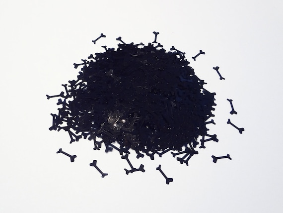 Glossy Black Skeleton Bone Shape Glitter 8mm X 3mm | Etsy