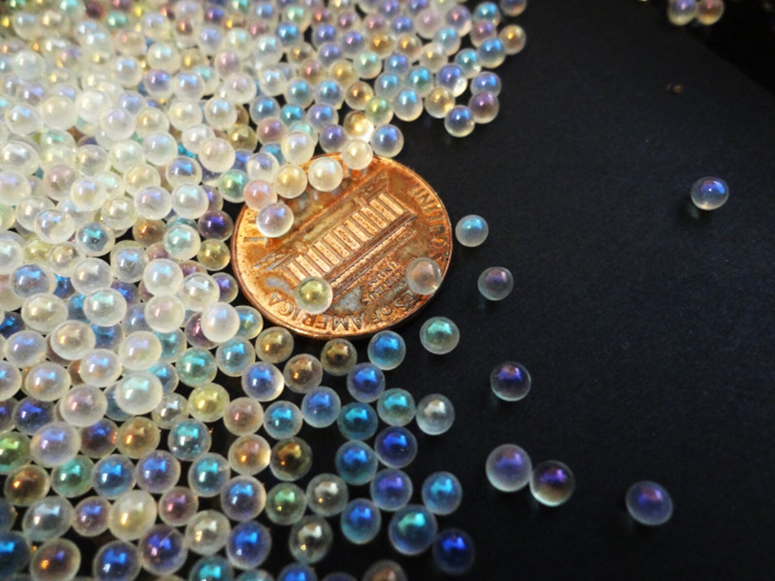Glass No Hole Beads Crystal AB Glass Balls, Iridescent Caviar Beads ...