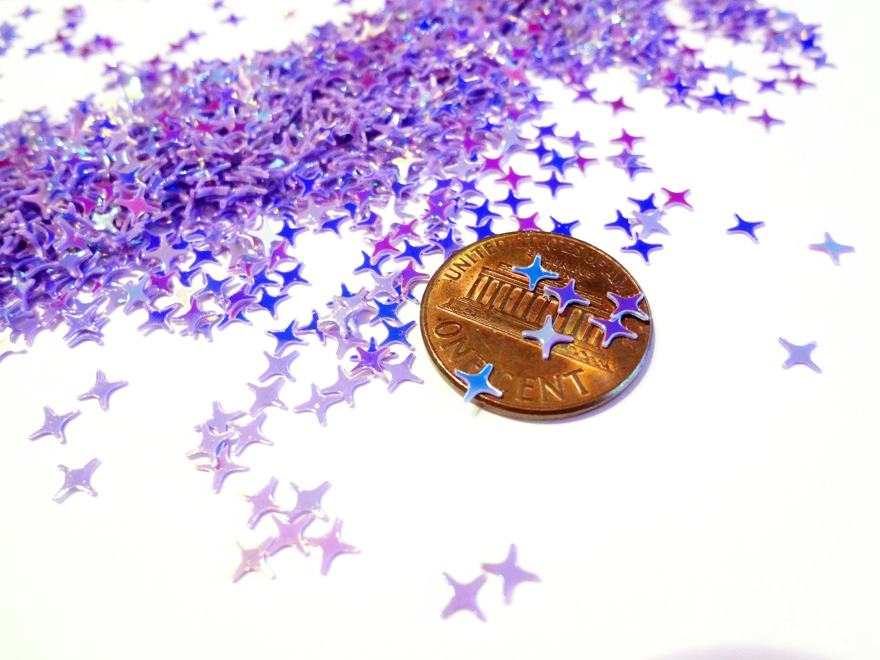 Iridescent Purple Four Point Stars Shape Glitter 4mm Star - Etsy