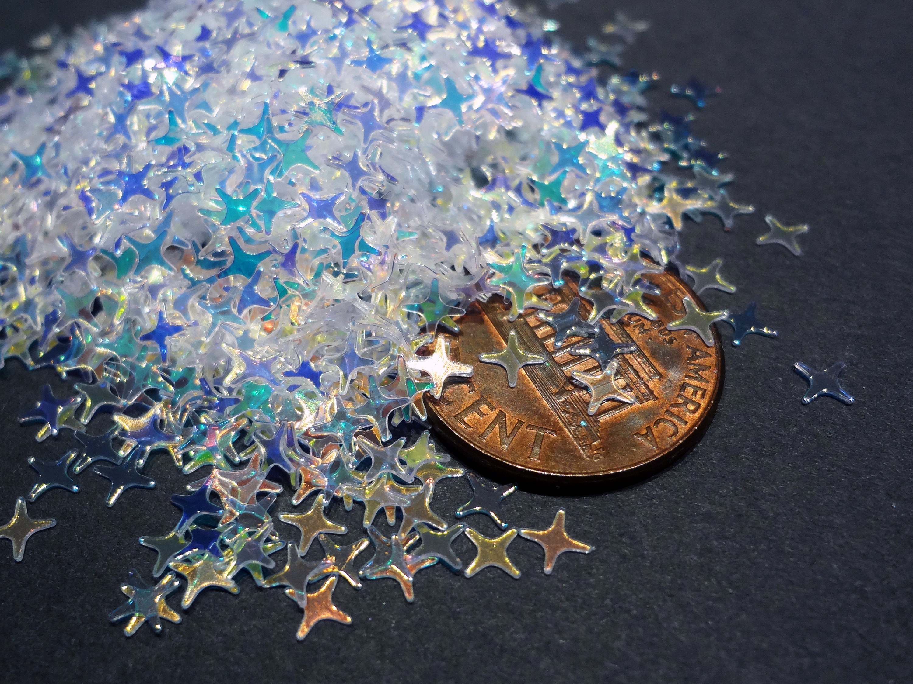 Iridescent High Sparkle Four Point Stars Shape Glitter 4mm | Etsy