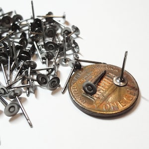 BULK 4mm Titanium Earring Posts 9.5mm Length Flat Pad Grade 1 Titanium ...