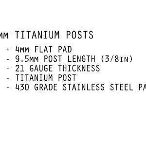 BULK 4mm Titanium Earring Posts 9.5mm Length Flat Pad Grade 1 Titanium ...