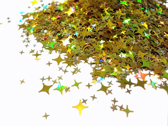 Holographic Gold Four Point Stars Shape Glitter 2mm 4mm and - Etsy