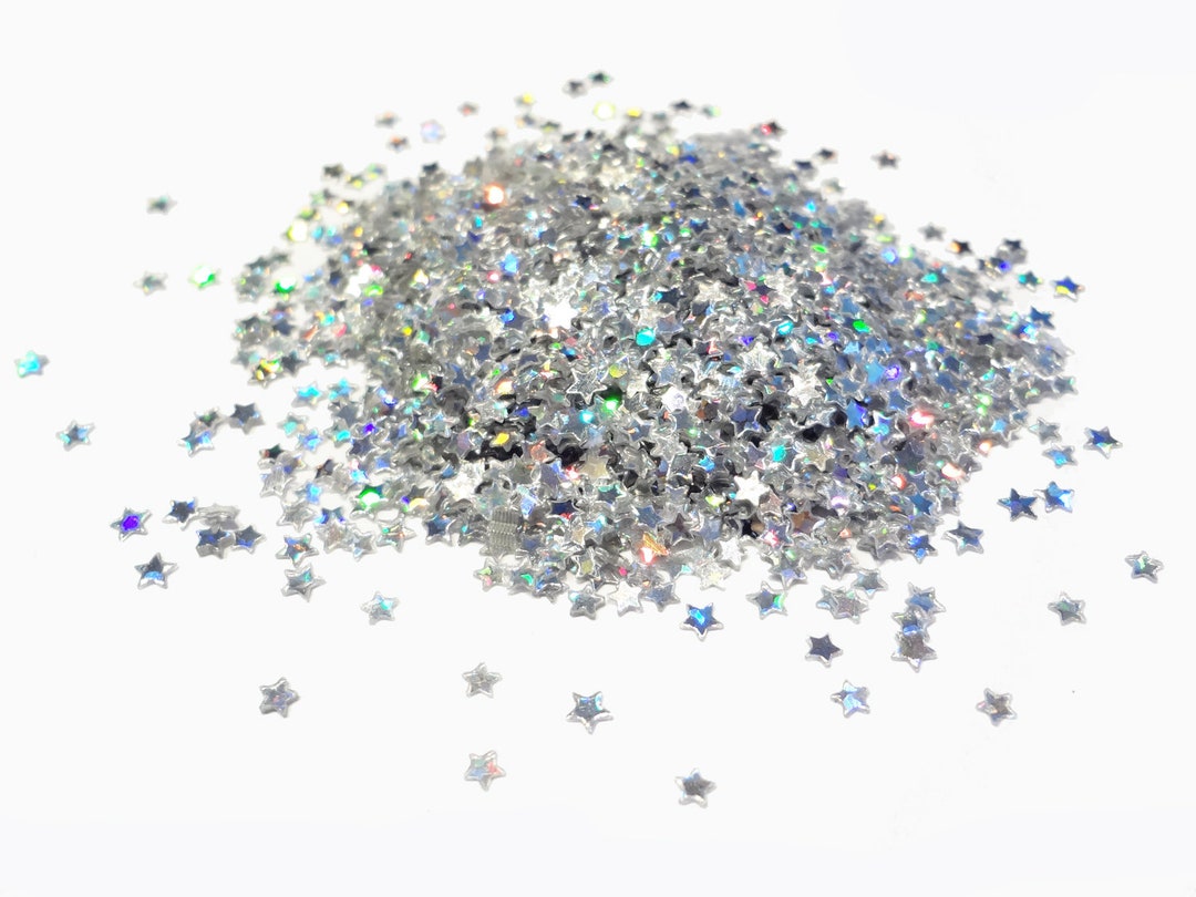 Holographic Silver Stars Shape Glitter 2mm Stars, Tiny Star Glitter - Etsy