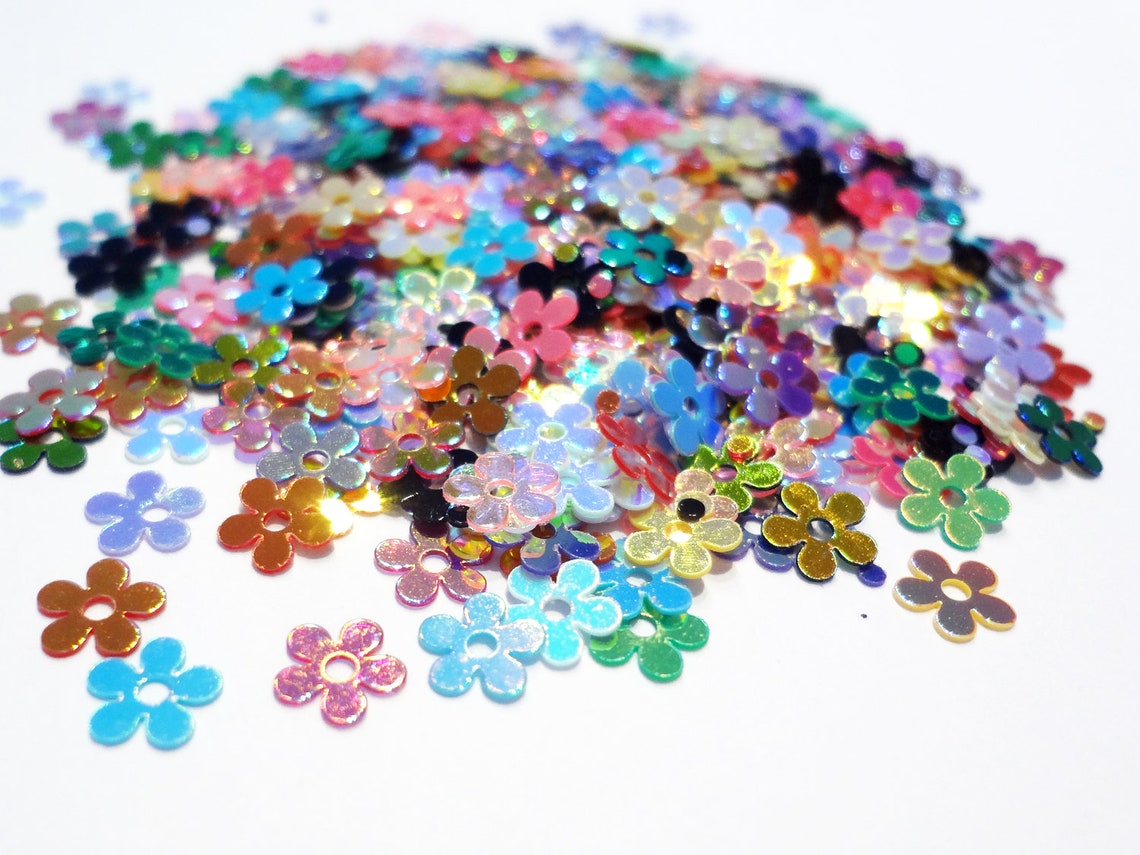 Flower Sequin Glitter Colorful Flowers Mixed Confetti 5mm - Etsy