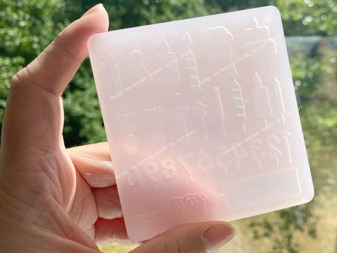 Birthday Cake and Candle Bits Silicone Mold, UV Resin, Toploader ...