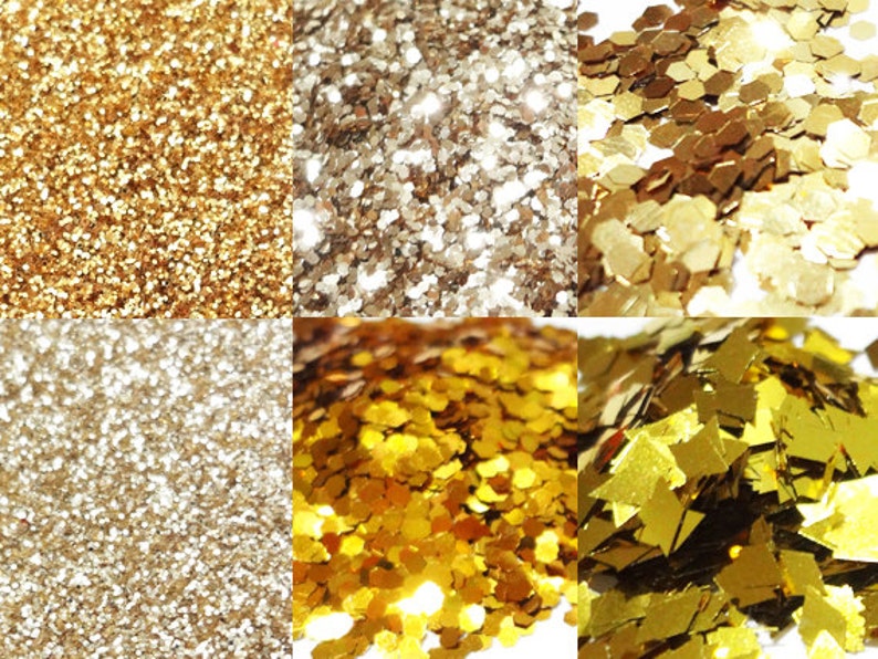 Gold Glitter SAMPLER PACK 1 Tsp of 6 Different Types of Gold | Etsy