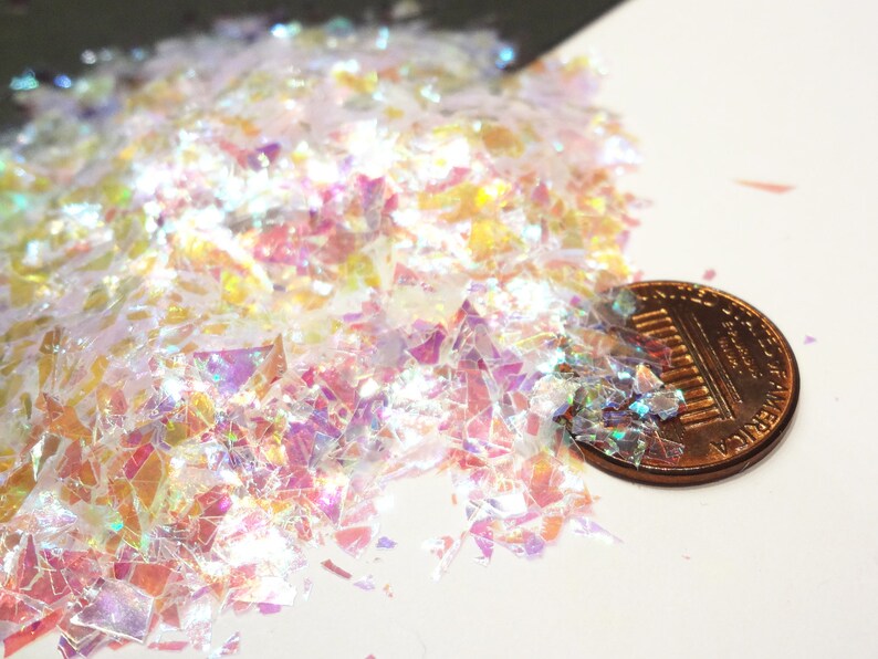 Iridescent Flakes, Clear Pink Tint Mylar Flakes, Cellophane Shards ...