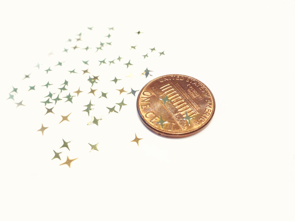 3x4mm Gold Four Point Star, Nail Art Slices - Etsy