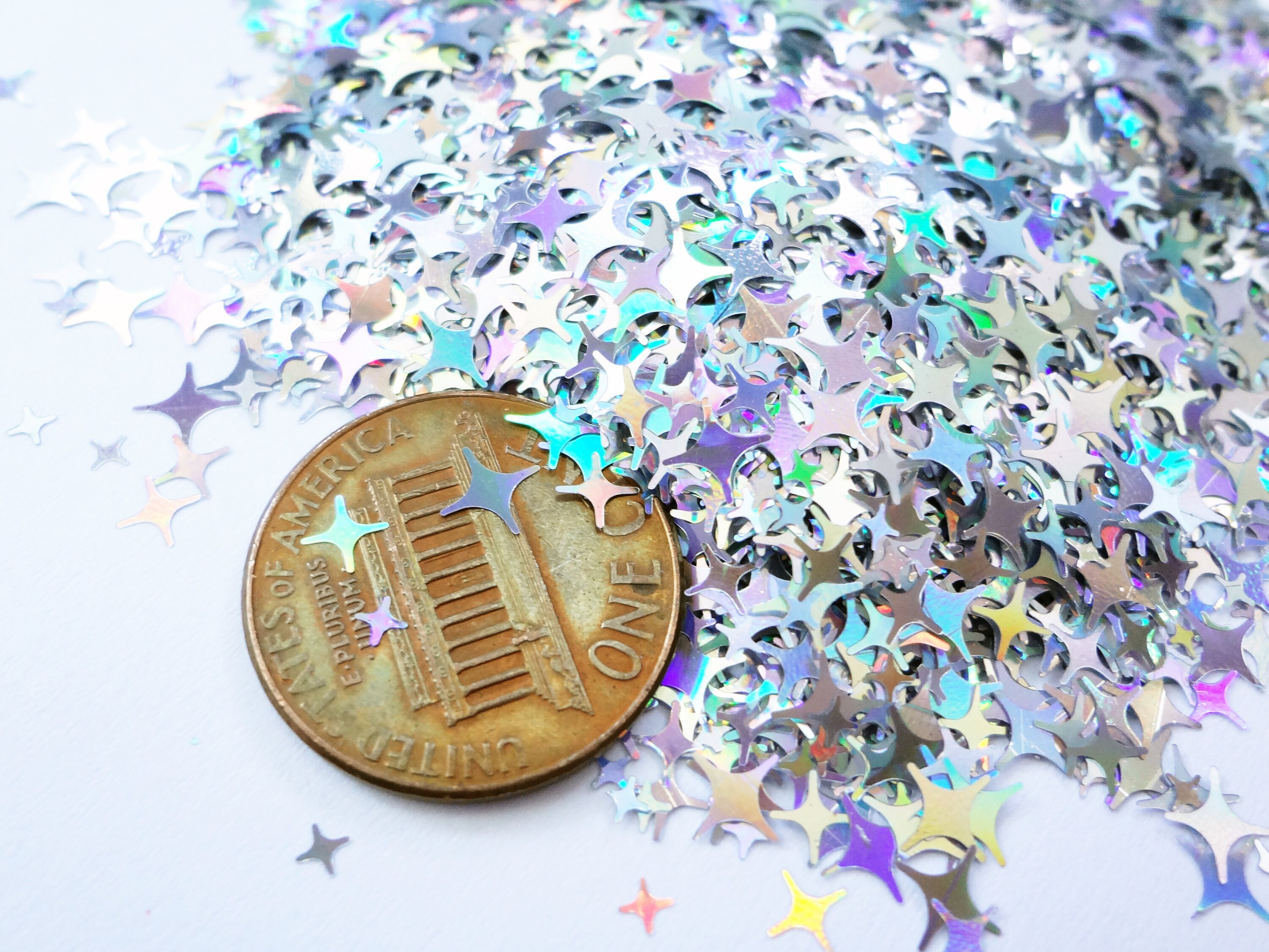 Holographic Silver Four Point Stars Shape Glitter 2mm 4mm and 5mm Mix ...
