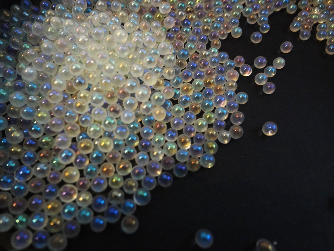 Glass No Hole Beads Crystal AB Glass Balls, Iridescent Caviar Beads ...