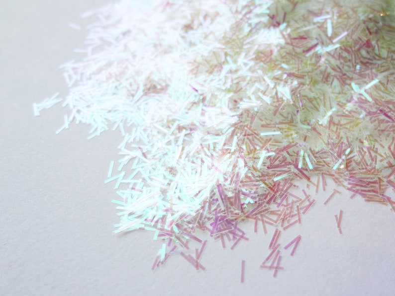 Iridescent Clear Pink Tinsel Bar Shape Glitter 0.3x3mm - Etsy