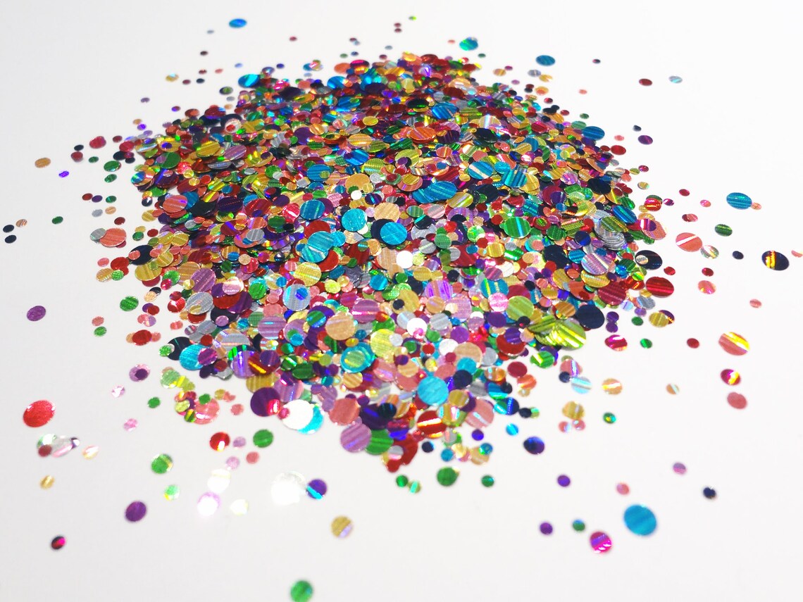 Holographic Multicolor Circles Assorted Sizes Holo Stripe - Etsy