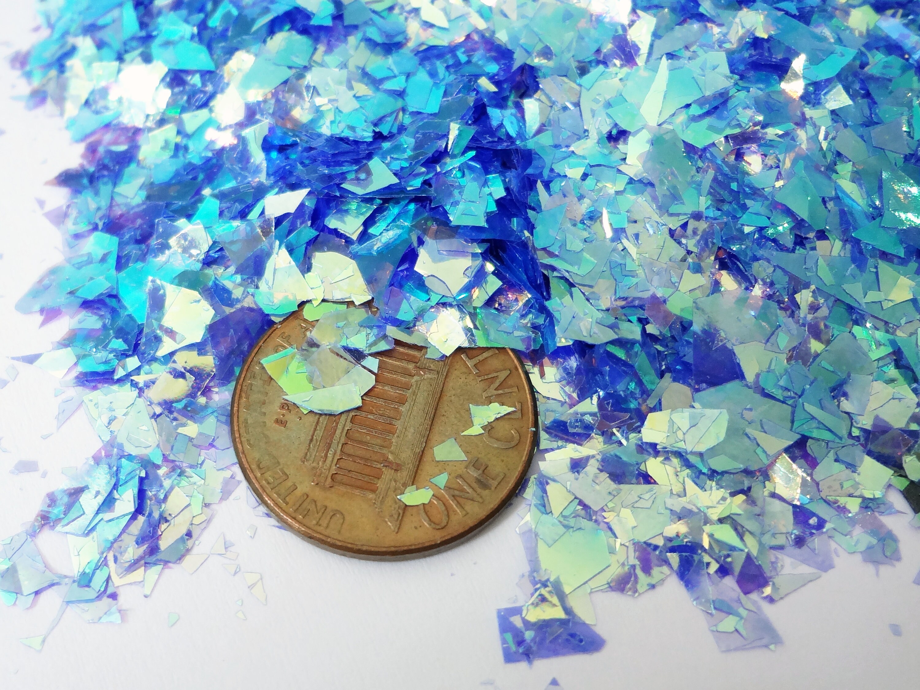 Iridescent Blue Flakes Mylar Flakes Cellophane Shards | Etsy