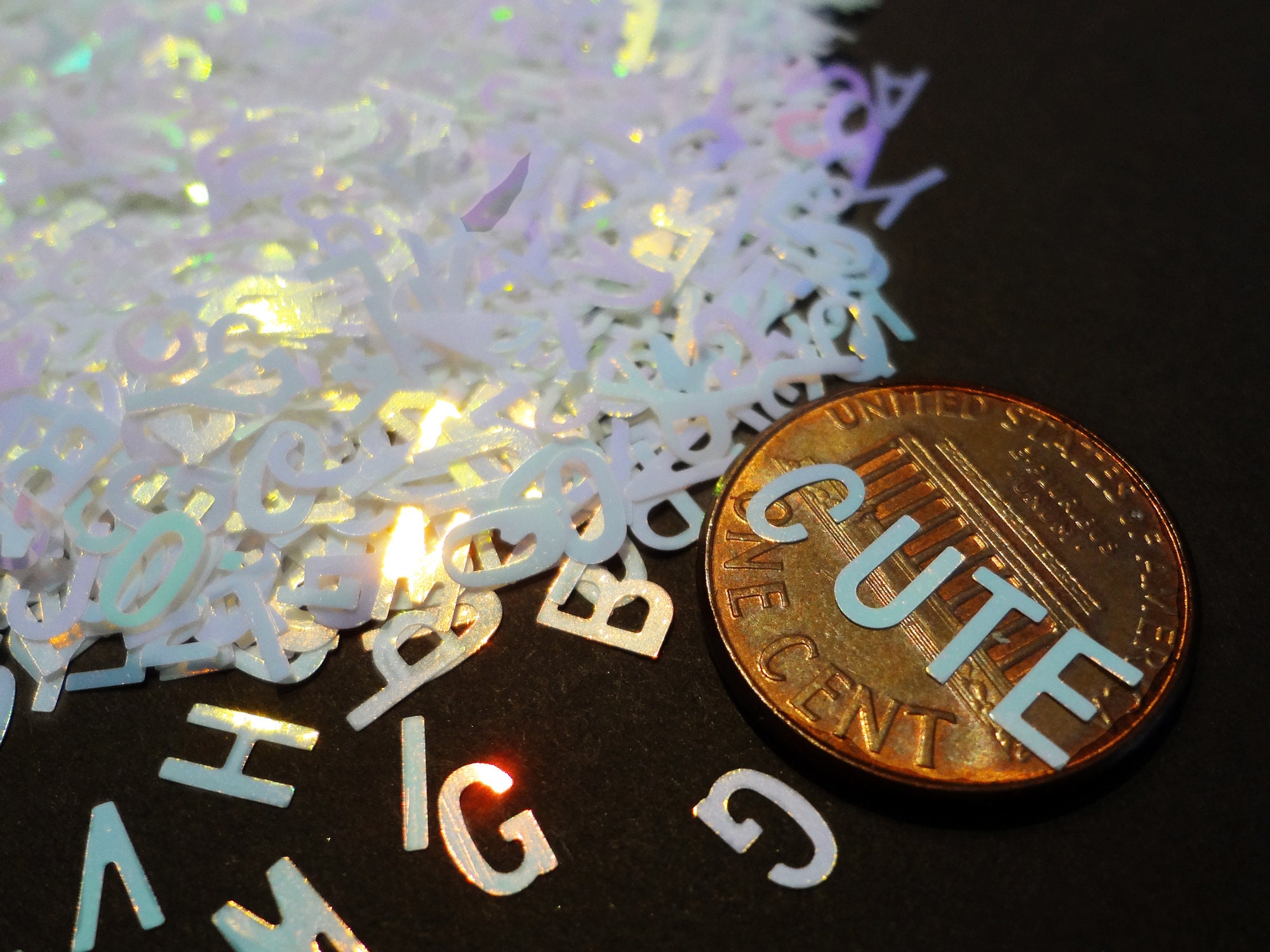 Iridescent White-blue Shimmer Alphabet Glitter 5mm Letters - Etsy