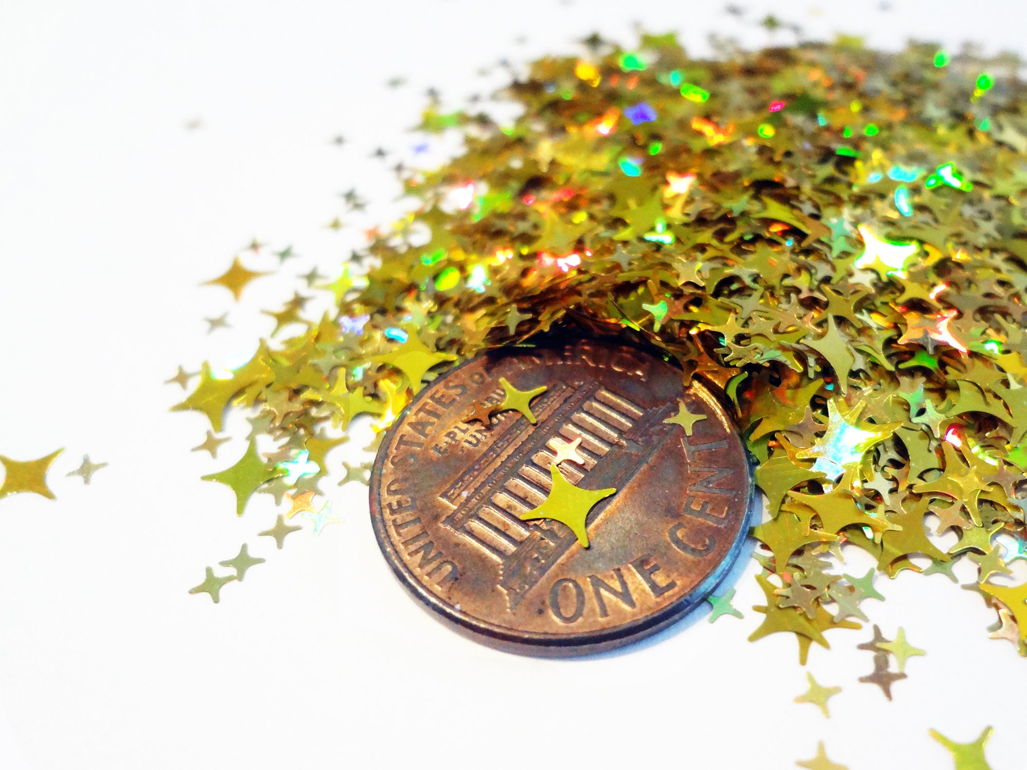 Holographic Gold Four Point Stars Shape Glitter 2mm 4mm and 5mm Mix ...