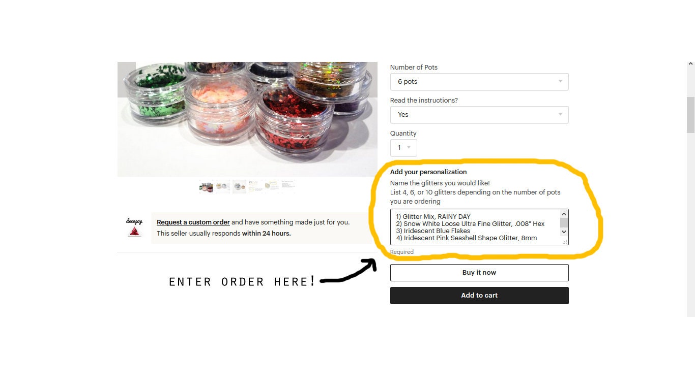 Glitter Pots! Choose Your Own Glitter, 4, 6 or 10 Pots of Any Glitter ...