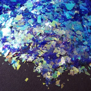 Iridescent Blue Flakes, Mylar Flakes, Cellophane Shards, Crushed ...