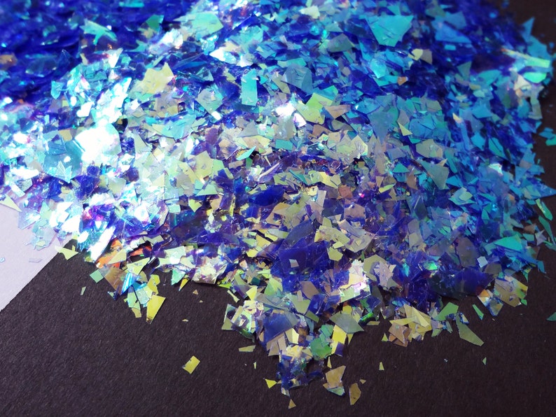 Iridescent Blue Flakes Mylar Flakes Cellophane Shards - Etsy