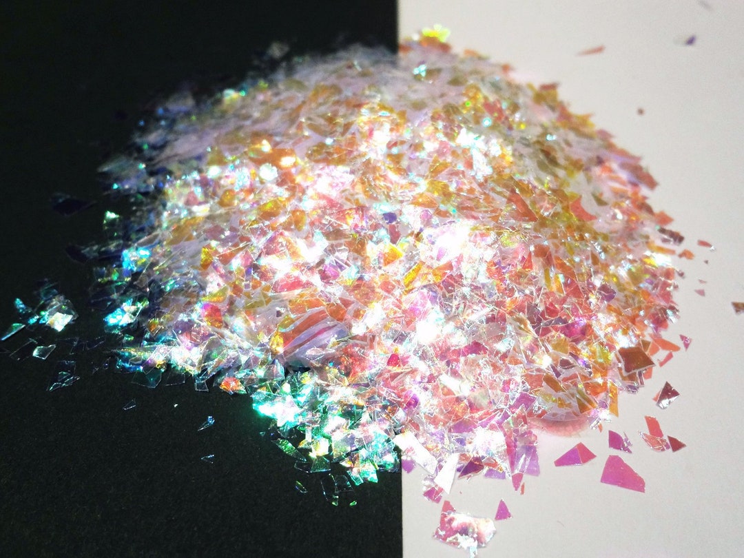 Iridescent Flakes, Clear Pink Tint Mylar Flakes, Cellophane Shards ...