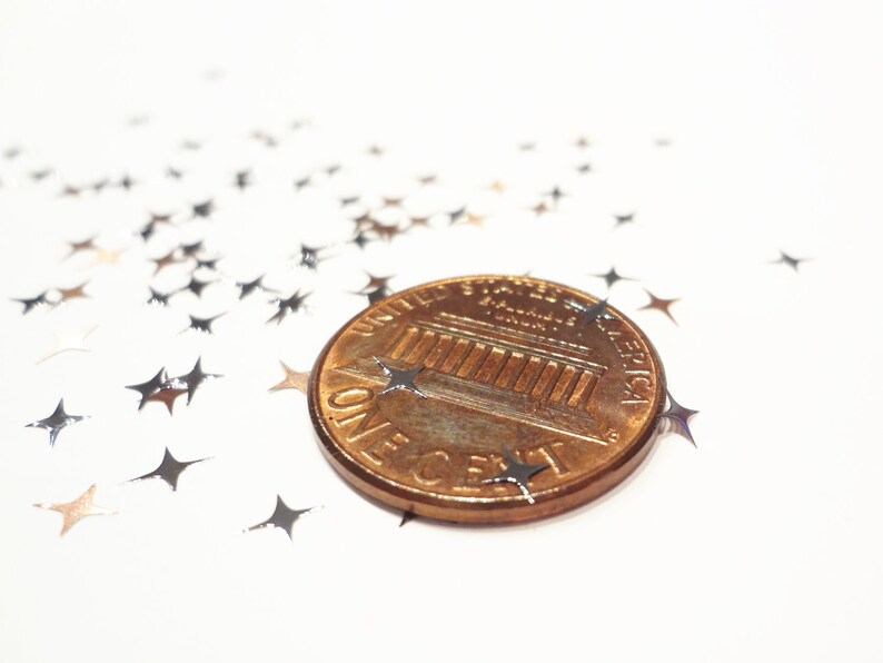 3x4mm Silver Four Point Star Nail Art Slices - Etsy