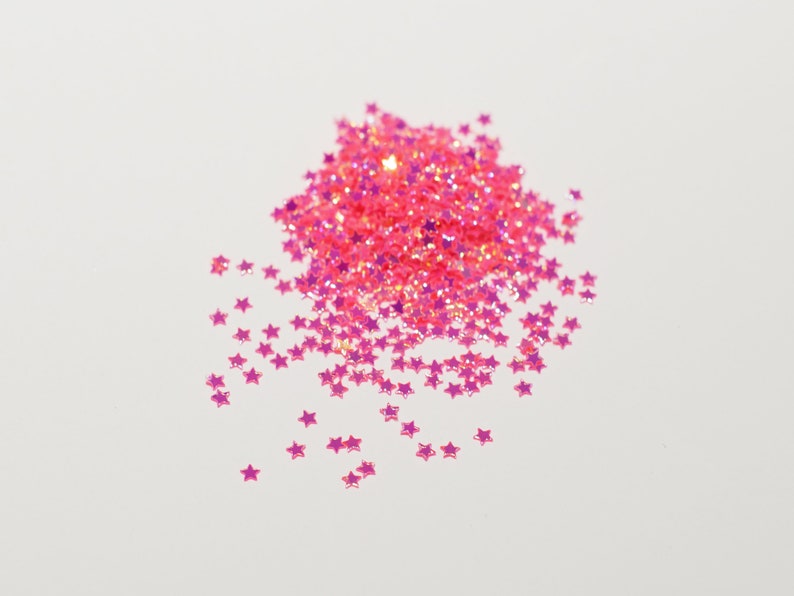 Iridescent Hot Pink Star Shape Glitter 2mm Stars, Tiny Star Glitter - Etsy