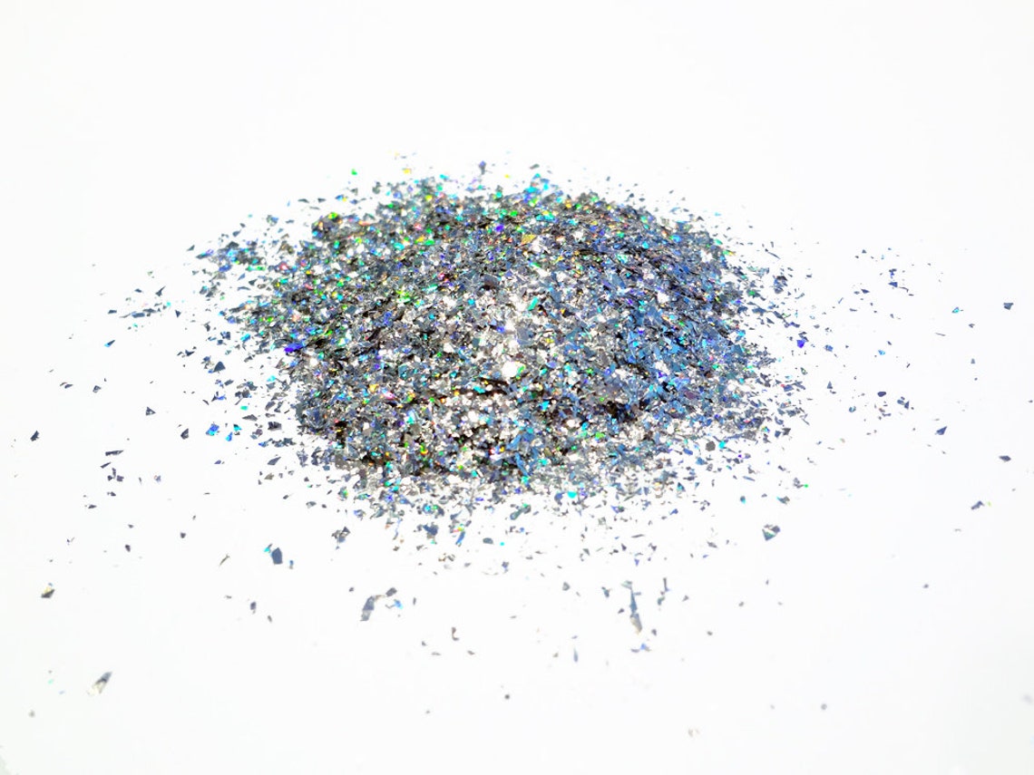 Holographic Silver Glitter Shards Tiny Glitter Flakes Rough - Etsy