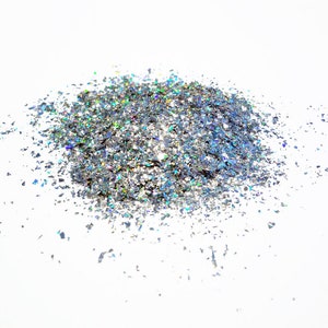 Holographic Silver Glitter Shards, Tiny Glitter Flakes, Rough Cut Small ...