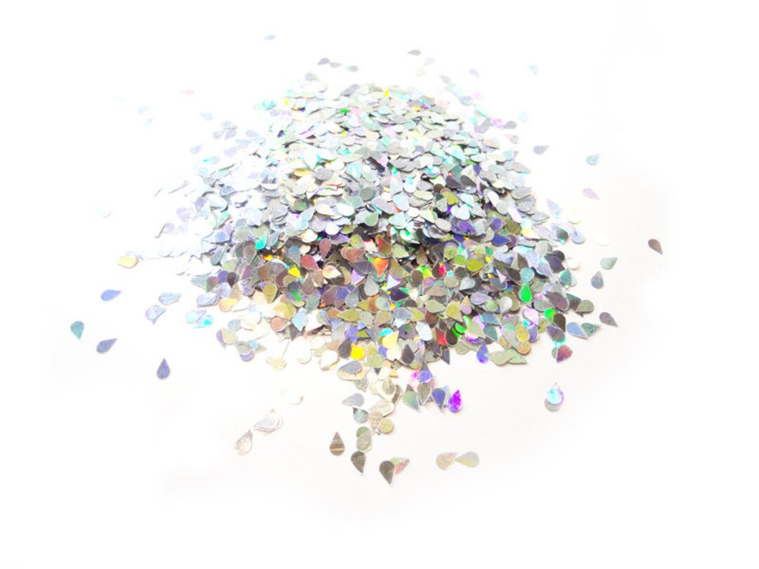 Holographic Silver Raindrops Shape Glitter 2x3mm Drops - Etsy